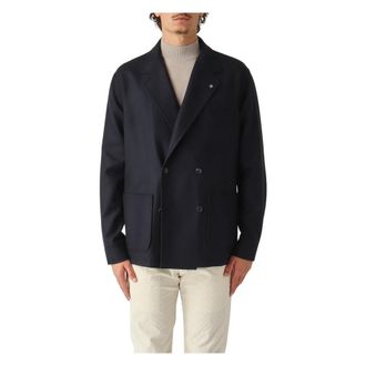 Tagliatore Wolljacke mit doppelter Knopfleiste - - Jackets - Herren - Blau - M