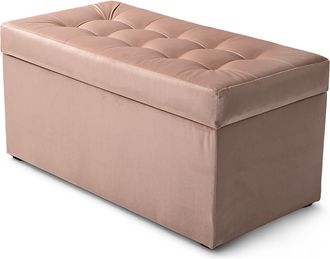 MG Design Polsterhocker 45 x 90 cm Rosa mit Stauraum (ca. 100 L), belastbar bis 300 kg, sofort einsatzbereit & pflegeleicht - f&uuml;r Wohnzimmer, Schlafzimmer & Flu