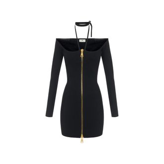 Elisabetta Franchi Mini Dress In Knit Fabric With Ties