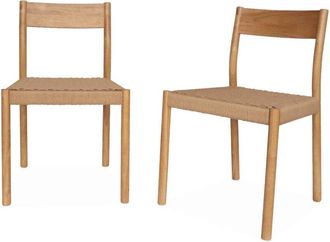 Sweeek 2er-Set St&uuml;hle aus Holz und Seilgeflecht