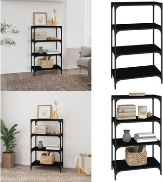 vidaXL Vidaxl - Bücherregal Schwarz 60x33x100 cm Holzwerkstoff und Stahl - BucheRegal - Industrielles Regal - Regal Schwarz - Regal Metall - Regal Holz