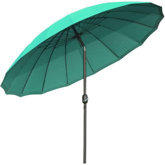 OUTSUNNY Parasol inclinable rond avec manivelle m&eacute;tal fibre de verre &Oslash; 2,55 m polyester haute densit&eacute; vert
