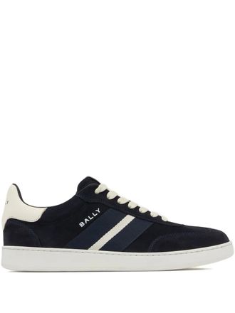 Bally baskets Retro Crest en daim à rayures - Bleu
