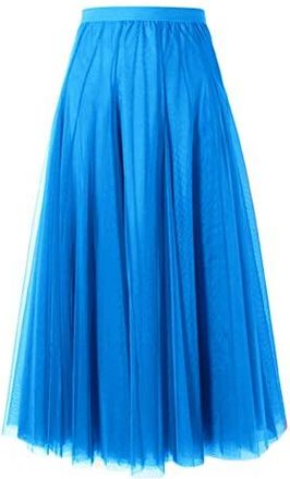 TOMWELL Jupe Femme Taille Haute Jupe en Tulle à Couleur Unie Jupe Tulle Femme de Saint Valentin A Bleu XXL