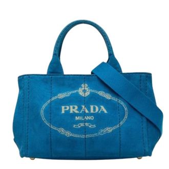Prada Pre-owned Canapa Triangle Logo Canvas 2way Bag - Femme - Pre-owned - Bleu - Taille: ONE Size