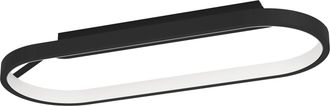 Eglo LED Deckenlampe Codriales, dimmbare Deckenleuchte, Deckenbeleuchtung minimalistisch, ovale Wohnzimmerlampe aus Aluminium in Schwarz und Kunststoff in 