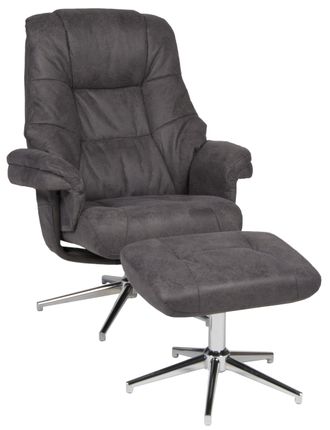 Duo Collection Relaxsessel Burnaby mit Hocker Buffel-Mikrofaser Anthrazit