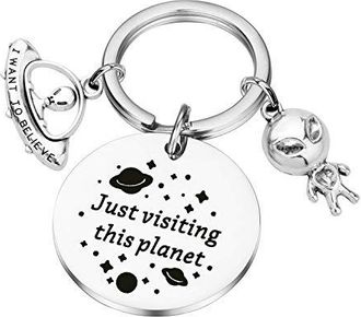 Generic Porte-cl&eacute;s alien en en acier inoxydable - Cadeau dOVNI - Soucoupe volante - En forme de vaisseau spatial - pour les amateurs dOVNI