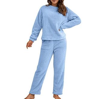 Generic Surv&ecirc;tement en velours pour femme printemps/&eacute;t&eacute; A&iuml;d Al Fitr musulman couleur unie col rond paillettes manches longues pantalon long mode d&eacute;contract&eacute; e