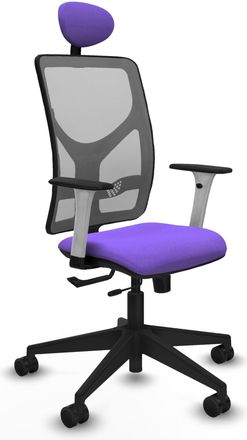 Piqueras y Crespo Schreibtischstuhl mit Rollen mit wei&szlig;en und schwarzen Armlehnen, h&ouml;henverstellbare Lendenwirbelst&uuml;tze und festes Kopfteil, ausgestattet mit Syncro/Tra