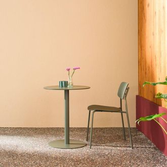Sweeek Table de jardin bistrot ronde acier 2 places kaki - &Oslash;60cm - Orea