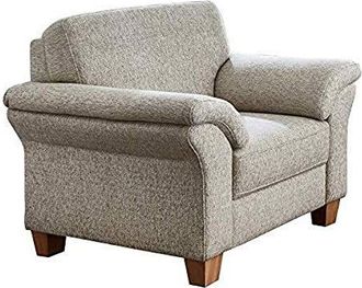 Cavadore Sessel Byrum / Großer 1-Sitzer im Landhausstil mit Federkern / Passend zur edlen Sofagarnitur Byrum / 101 x 87 x 88 / Natur (Weiss-Beige)