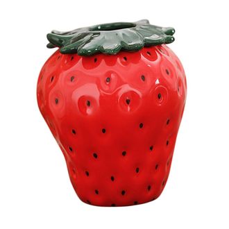 Cabilock Keramik Vase Erdbeer Design Deko Blumenvase für Trockenblumen und Frische Blumen Vielseitige Tischdekoration Wohnzimmer Robustes Material Modernes Woh