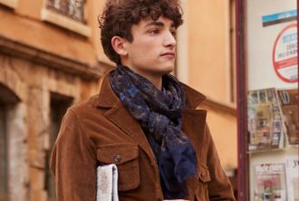 Bexley Echarpes Laine - Echarpes homme motif cachemire bleu et kaki