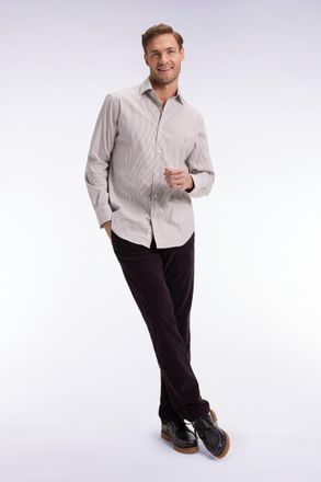 Eden Park Pantalon Chino Sans Plis En Velours Stretch Marron Fonc&eacute;