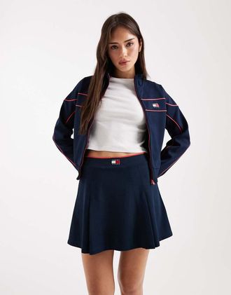 Tommy Jeans Mini-jupe densemble en piqu&eacute; - Bleu marine