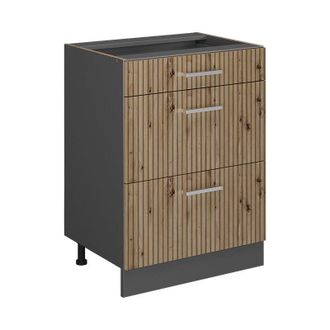 Vicco Meuble cuisine R-Line, Ch&ecirc;ne Artisan, 60 cm avec tiroirs, sans plan de travail Vicco