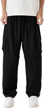 Generic Pantalon &agrave; coupe d&eacute;contract&eacute;e pour homme avec taille &eacute;lastique pour les trajets quotidiens et le printemps, pantalon doux et confortable, Noir, 4XL