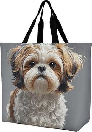 Generic Chien Shih Tzu Sac Fourre Tout Grand Sacs De Courses R&eacute;utilisable Sac A Main Femme Pour Universit&eacute; Travail Shopping