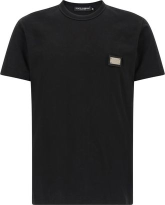 Dolce & Gabbana Homme, Tops, Noir, Taille: 3XL Logo Plate T-Shirt