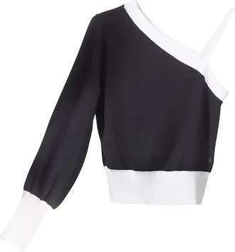 Karl Lagerfeld Femme, Tops, Noir, Taille: 42 FR Asymmetrical Knit Top