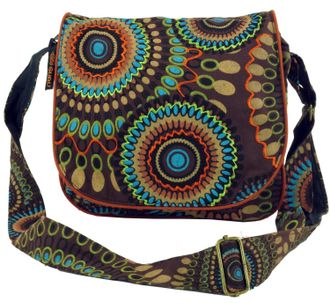 Guru Shop Schultertasche, Hippie Tasche, Goa Tasche - Braun, Unisex - Erwachsene, Baumwolle, 22x23x12 cm
