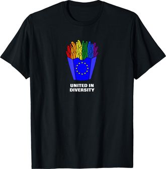 MORE LOVE UNITED IN DIVERSITY EUROPA REGENBOGEN POMMES T&Uuml;TE LGBTQ T-Shirt
