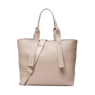 V° 73 Femme, Sacs, Beige, Taille: ONE Size Sac de magasinage en micrograin avec or clair