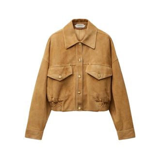 Versace Wildleder Blousonjacke - - Jackets - Damen - Braun - S