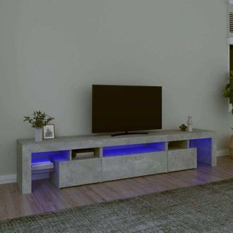 vidaXL Meuble TV avec lumi&egrave;res LED Gris b&eacute;ton 215x36,5x40 cm vidaXL