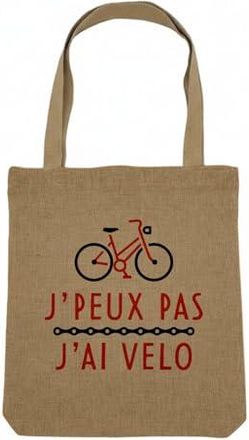 Fabulous Sac Shopping Tote Bag Aspect Lin - JPeux Pas Jai V&eacute;lo Cyclisme VTT Route - Sac de Courses Toile Epaisse 360g Beige Naturel Cabas Port&eacute; Epaule Solide I