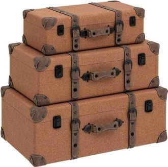 Atmosphera Lot de 3 Valises Déco Be Vintage 60cm Marron