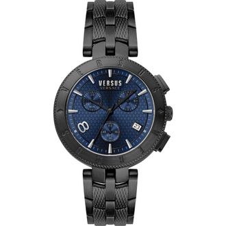Versus Homme, Accessoires, Noir, Taille: ONE Size Montre Homme Logo 44 mm Bracelet en Acier Inoxydable Vsp763418