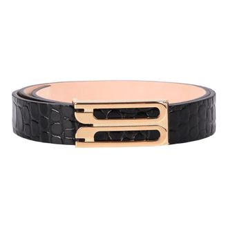 Victoria Beckham Krokodil-Print-Leder-G&uuml;rtel mit Metallschnalle - - Accessories - Damen - Schwarzk - 70 CM