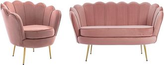 Vente-Unique Pascal MORABITO-Couchgarnitur Muschel 2+1 - Samt - Rosafarben - Dandelion