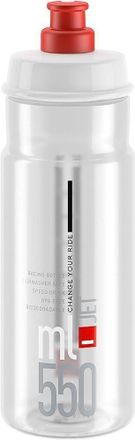 Elite JET Klar Rot Logo 550 ml - Ultraleichte Fahrrad-Trinkflasche für Radsport MTB Gravel, BPA-frei - Biologisch abbaubar nachhaltig
