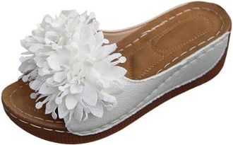 Generic Pantoufles compens&eacute;es d&eacute;contract&eacute;es &agrave; bout ouvert pour femme - &Eacute;l&eacute;gantes, confortables, respirantes, polyvalentes, larges, &agrave; enfiler - Pour la plage e