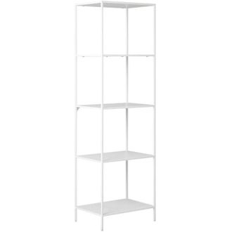 Altobuy HARALD - Etag&egrave;re 5 Plateaux Acier Blanc et Aspect Bois Blanc