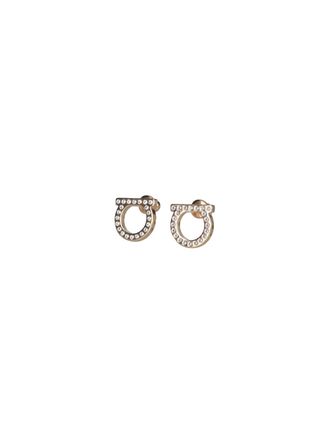 Ferragamo Earrings With Rhinestones Gancini