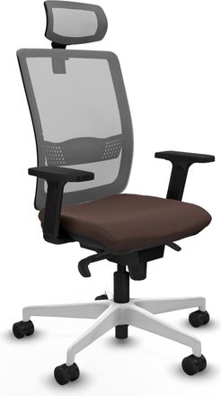 Piqueras y Crespo B&uuml;rostuhl, verstellbare R&uuml;ckenlehne mit 2D-Armlehnen, h&ouml;henverstellbare Lendenwirbelst&uuml;tze und Kopfteil, h&ouml;henverstellbar und neigbar, Grau/Dunkelbrau