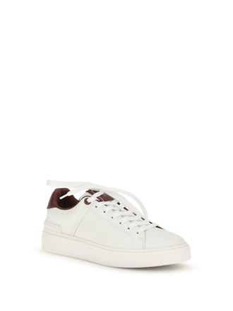 Balmain Womens B-Court Leather Sneakers Blanc-Lie De Vin Blanc/lie