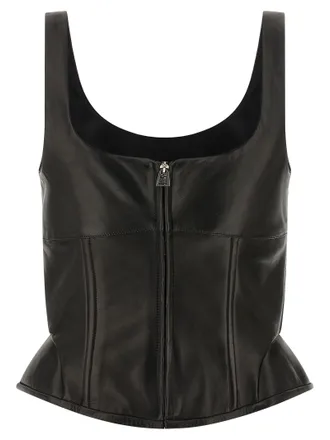 Ermanno Scervino Leather Bustier Bodysuit - Black