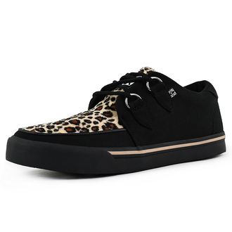 T.U.K. Vegan Creeper Sneaker - Herren & Damen Schuhe - Farbe Black Canvas & Leopard Print - Puck, Goth und Rocker Style Leder und Wildleder Schnürschuhe - Gr