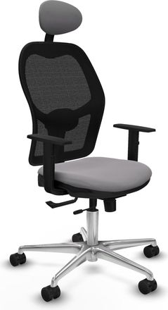 Piqueras y Crespo B&uuml;rostuhl mit 1D-Armen, h&ouml;henverstellbare Lendenwirbelst&uuml;tze und festes Kopfteil, ausgestattet mit Syncro/Traslack und injiziertem Schaumstoff, Schwar
