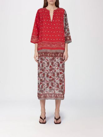 Parosh Midi-Tunika P. A.R. O.S. H. aus Seide mit Paisley-Print und V-Ausschnitt
