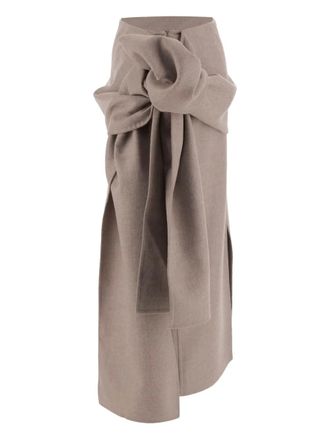 Carven jupe en laine à détail noué - Marron