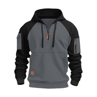 Generic Sweat &agrave; capuche dhiver &eacute;pais pour homme - Pull de style am&eacute;ricain doubl&eacute; en polaire, veste &agrave; fermeture &eacute;clair r&eacute;sistante au froid avec cordon de serra