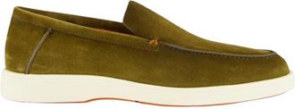 Santoni Homme, Chaussures, Vert, Taille: 40 EU Mocassins en daim vert avec semelle en caoutchouc