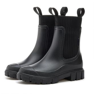 Generic Bottes mi-mollet imperm&eacute;ables et antid&eacute;rapantes avec semelles &eacute;paisses, bottes de pluie pour femme avec soutien de la vo&ucirc;te plantaire, &eacute;lastiques, imp