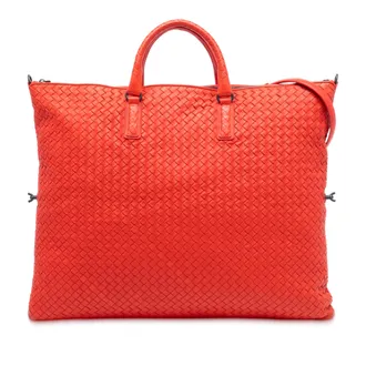 Bottega Veneta Red Maxi Intrecciato Nappa Convertible Satchel